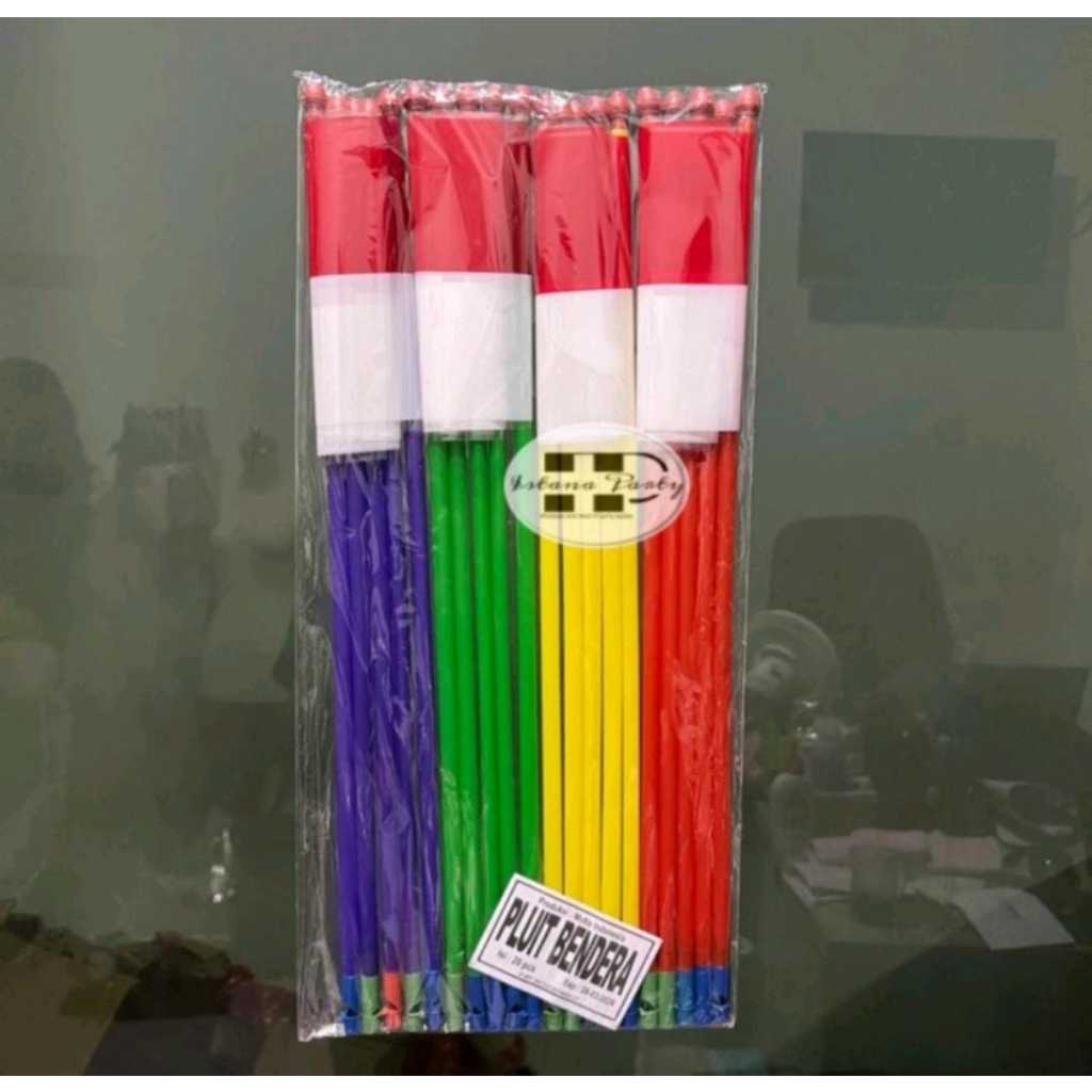 Jual (1 Bungkus) Stick Bendera Merah Putih Plastik Plus Peluit / Gagang ...