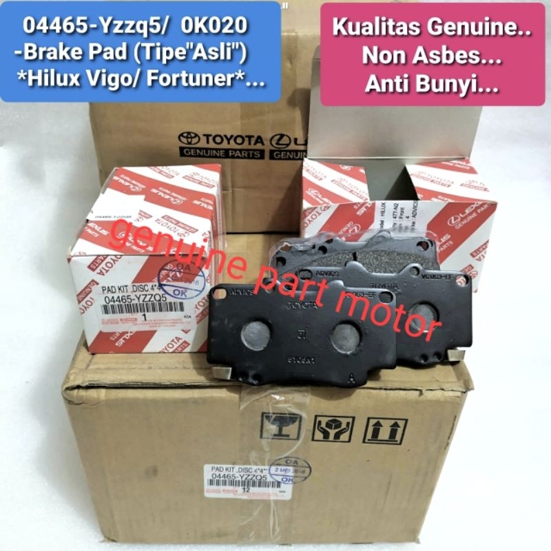 Jual BRAKE PAD/KAMPAS REM DEPAN HILUX VIGO/FORTUNER (04465-0K020 ...
