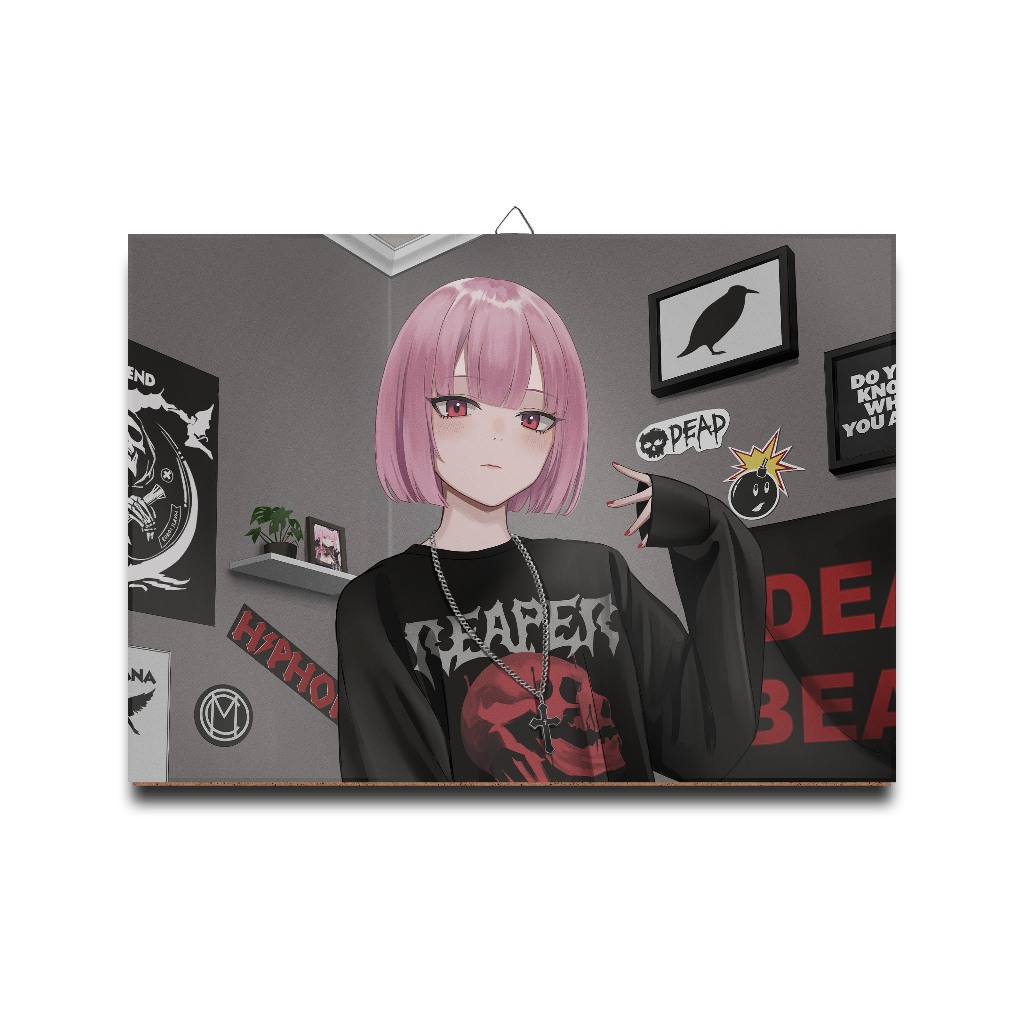 Jual Poster Dinding Kayu Anime Vtuber Mori Calliope Room Holo En