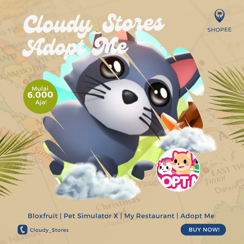 Jual CLOUDY - ADOPT ME STAND PET AND POTION (BONUS) | Shopee Indonesia
