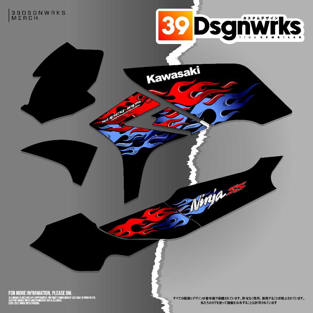 Jual STIKER STRIPING MOTOR Kawasaki Ninja 150R Ninja SS Motif Api ...