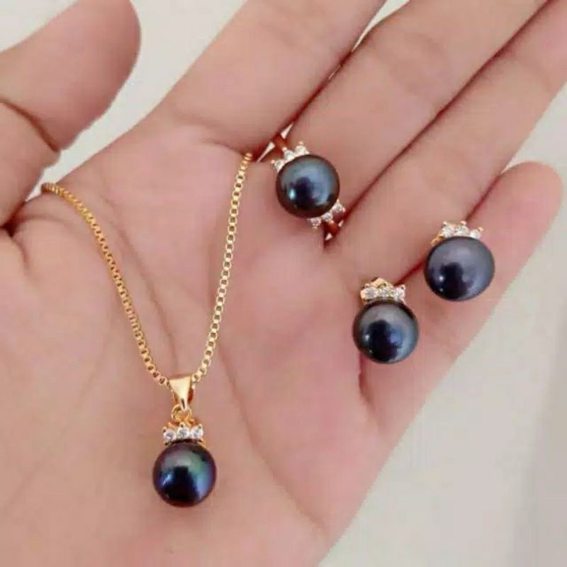 Jual set mutiara lombok || satu set rhodium mutiara air tawar lombok ...