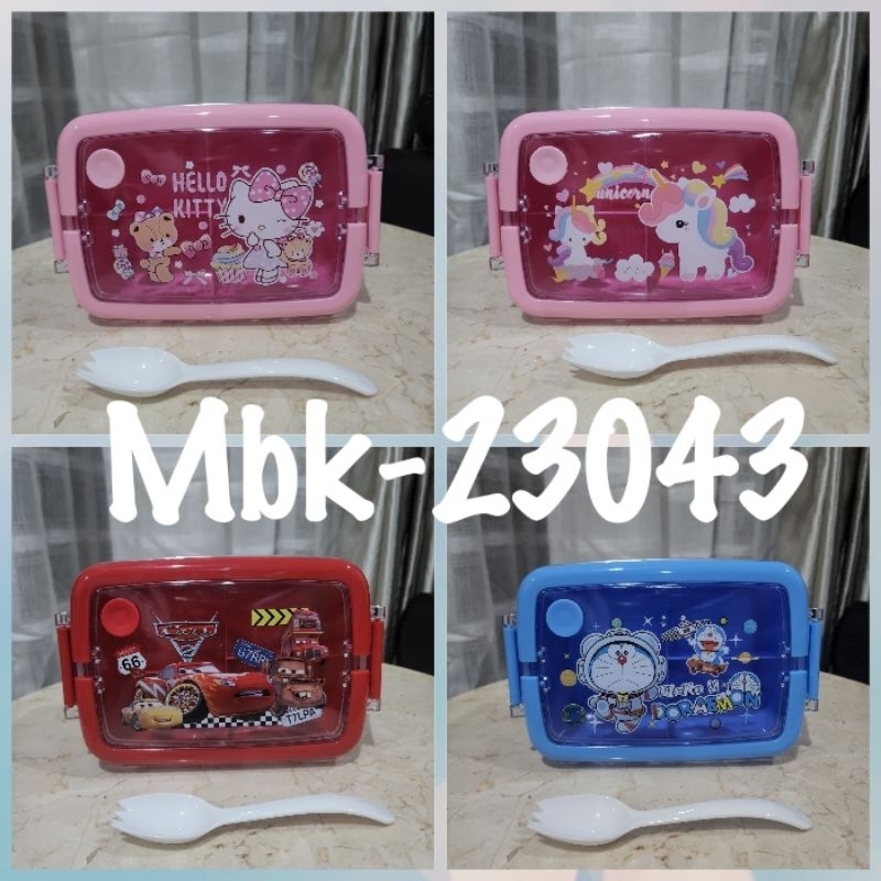 Jual Lunch box Kotak Makan Anak Karakter 800ml sekat 3 + Handle + sendok 6019 - 23043 | Shopee ...
