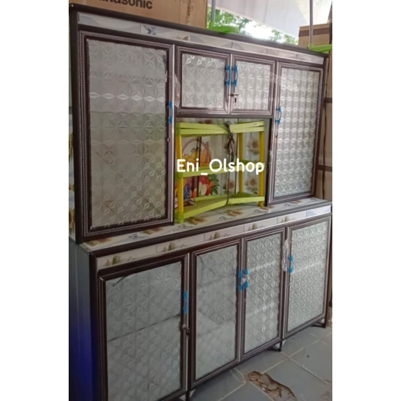 Jual Lemari/ Rak Piring 6 Keramik, 4 Pintu, Tiang Warna Hitam ...
