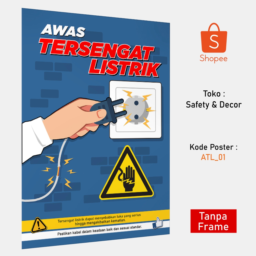 Jual Safety Poster K3: Awas Tersengat Listrik | Shopee Indonesia