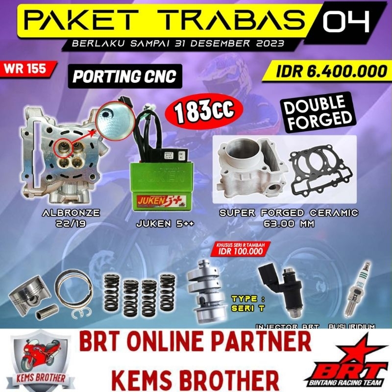 Jual PAKET SILINDER HEAD ALBRONZE & BLOK CERAMIC BORE UP 183CC BRT WR155 TRABAS 4 (ECU JUKEN ...