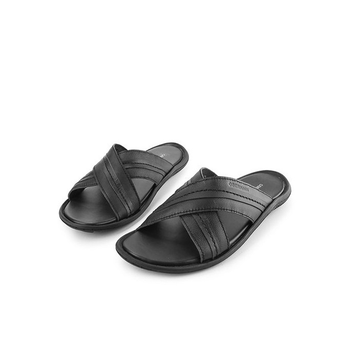 Jual OBERMAIN - Eldin Bennie MEN Sandals KULIT ASLI - BLACK | Shopee ...