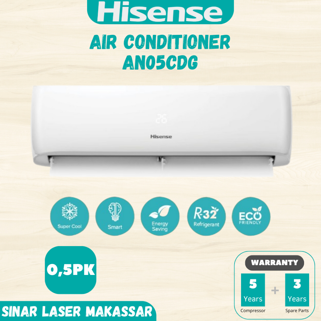 Jual HISENSE AC STANDARD SPLIT 0,5PK AN05CDG GARANSI RESMI (UNIT ONLY ...