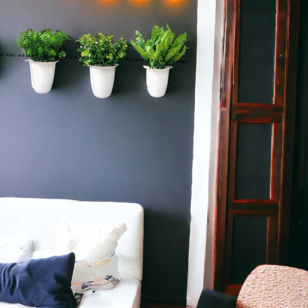 Jual ARIANI1318 SET BUNGA PLASTIK DAUN678 DENGAN POT DINDING | Shopee ...