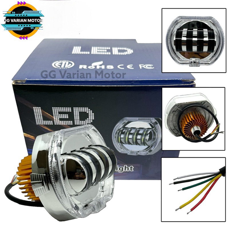 Jual Lampu Depan Headlamp Projie Bi LED 4 LENSA 4.5 Inch Devil Eye ...