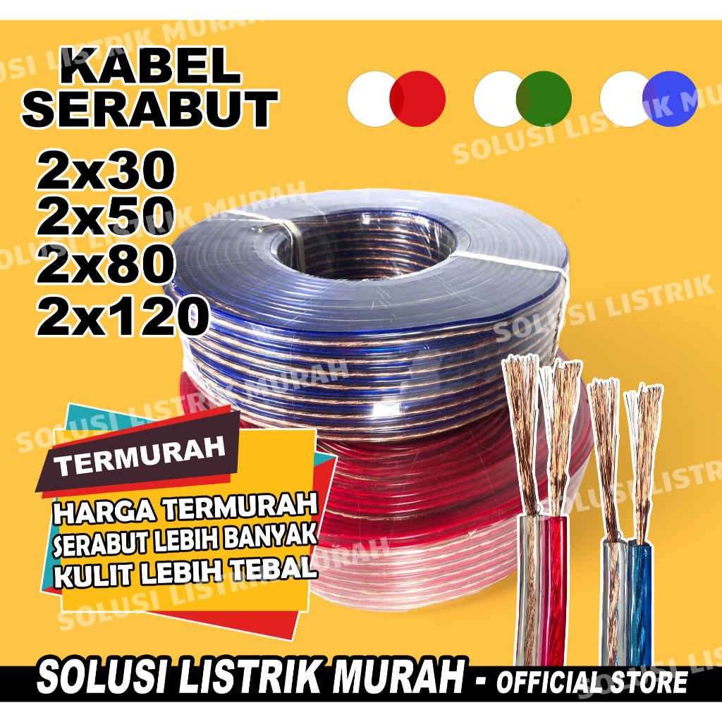 Jual Kabel Listrik Transparan Transparant Kawat Serabut 2x120 2x80 2x50 2x30 PER METER Kabel ...