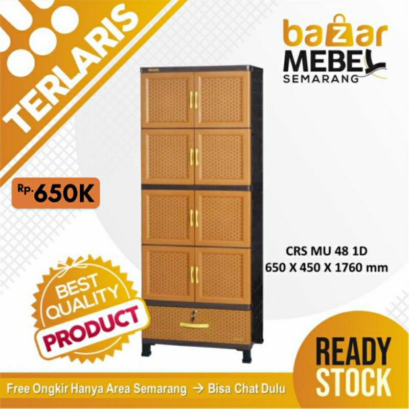 Jual Napolly Lemari Plastik 4 rak + Drower Motif Rotan CRS MU 48 1D ...