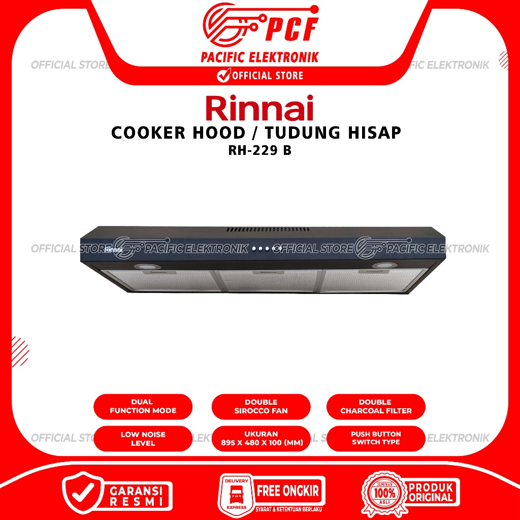 Jual Cooker Hood Rinnai 90cm RH-229B / 229B | Shopee Indonesia