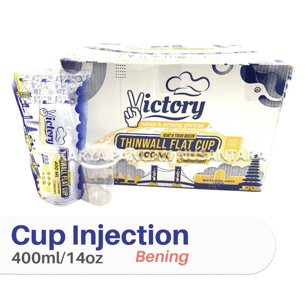 Jual THINWALL VICTORY GELAS CUP INJECTION 14 OZ 400 ML PLASTIK BOBA SET ...