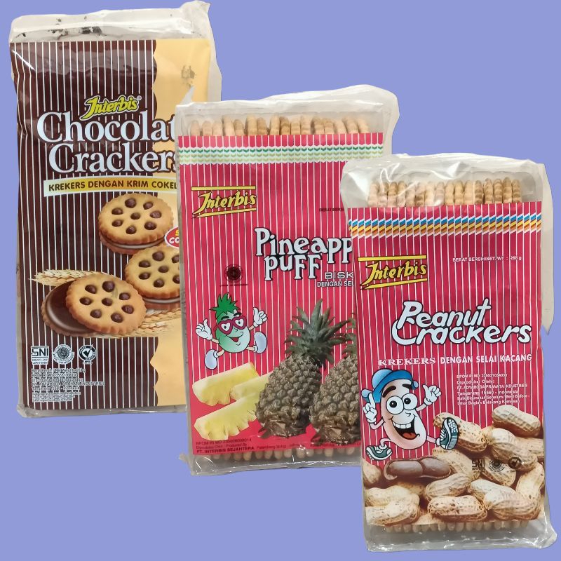 Jual INTERBIS Peanut Crackers, Pineapple & Coklat Biscuit Kacang 268 gr ...