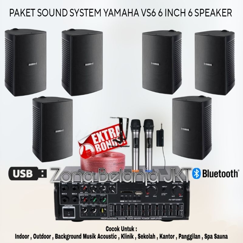 Jual PAKET SOUND SYSTEM CAFE RESTO KANTOR AULA KARAOKE SPEAKER YAMAHA VS6 6 INCH 6 SPEAKER ...