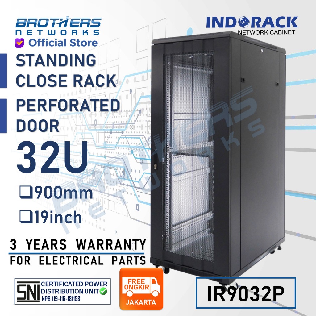 Jual CLOSE RACK INDORACK IR9042P 42U 900MM - RAK SERVER PERFORATED DOOR ...