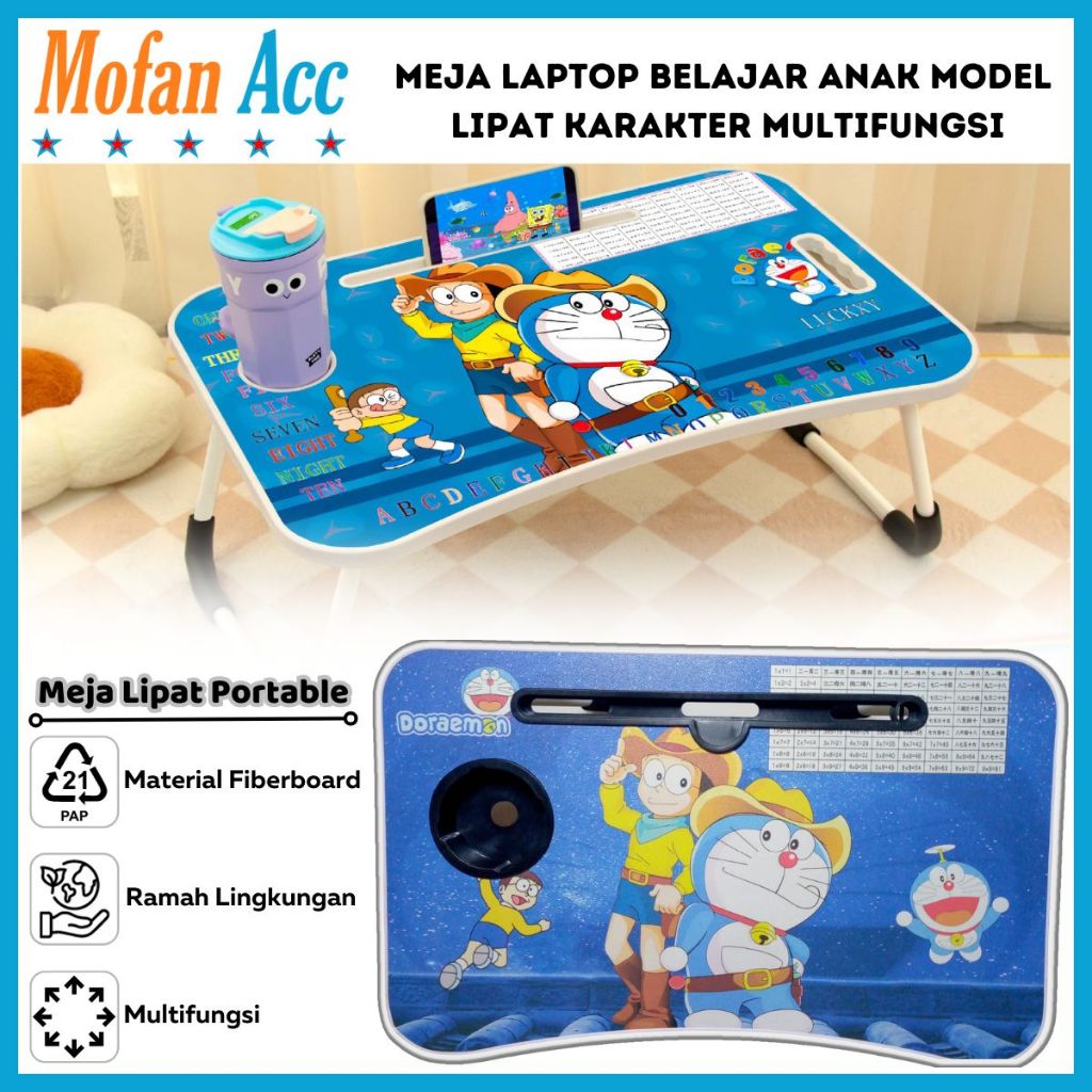 Jual Meja Lipat Karakter / Folding Table dengan Slot Tempat Buku Tablet ...