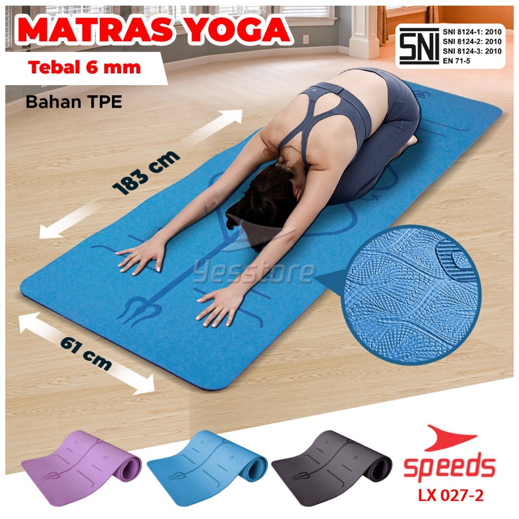 Jual SPEEDS Matras Yoga Mat TPE Tebal 6mm Karpet Yoga Original Matras ...