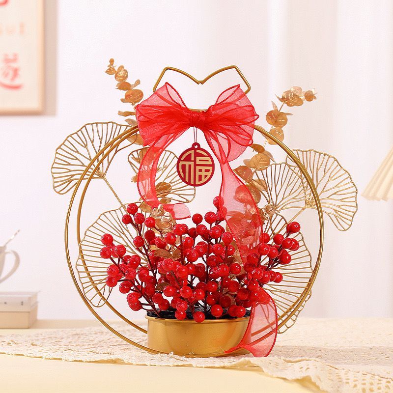 Jual Pajangan Imlek Red Fruit Basket Dekorasi wedding Bucket Bunga ...
