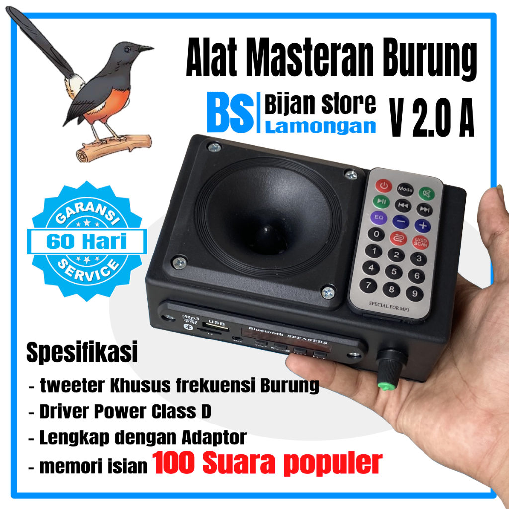 Jual Alat Masteran burung Mp3 Type V 2.0 A Speaker Pemasteran Bird ...