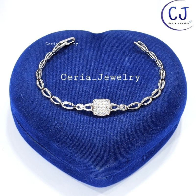 Jual Gelang Perak Asli Silver 925 Lapis Emas Putih Asli Rantai Kotak ...