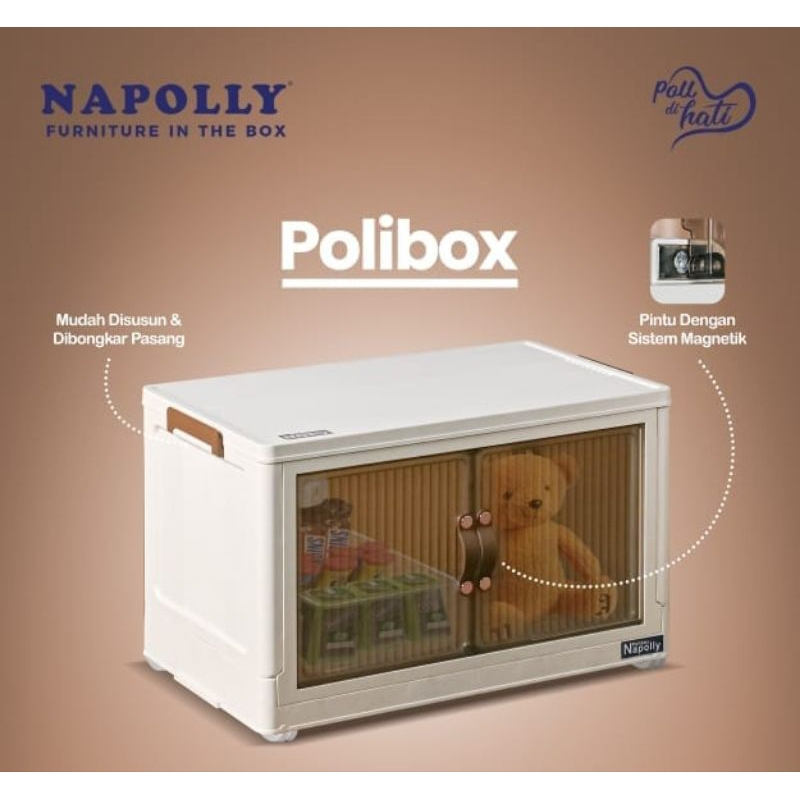 Jual Lemari Plastik Polibox Napolly / Rak Container Susun Lipat Serbaguna / Folding Storage Box ...