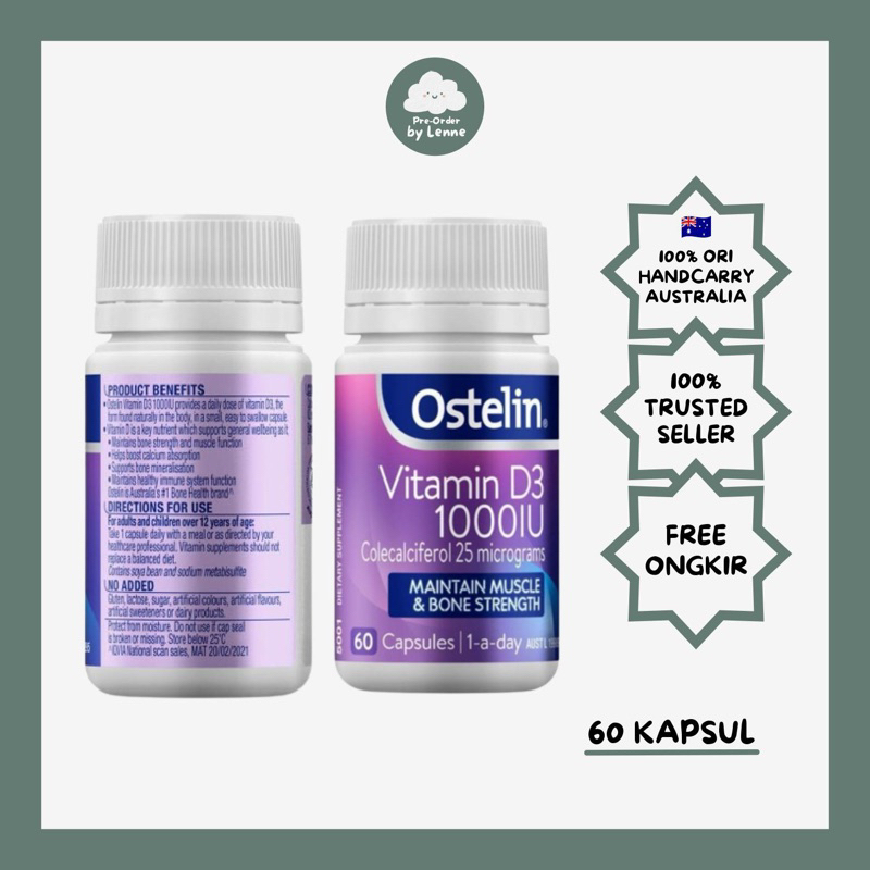 Jual OSTELIN Vitamin D3 1000IU Bone Health + Immune Support 60 Capsules ...