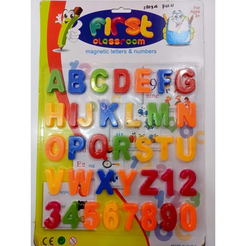 Jual Mainan Tempelan Magnetic Huruf dan Angka , Mainan Abjad , Magnet ...