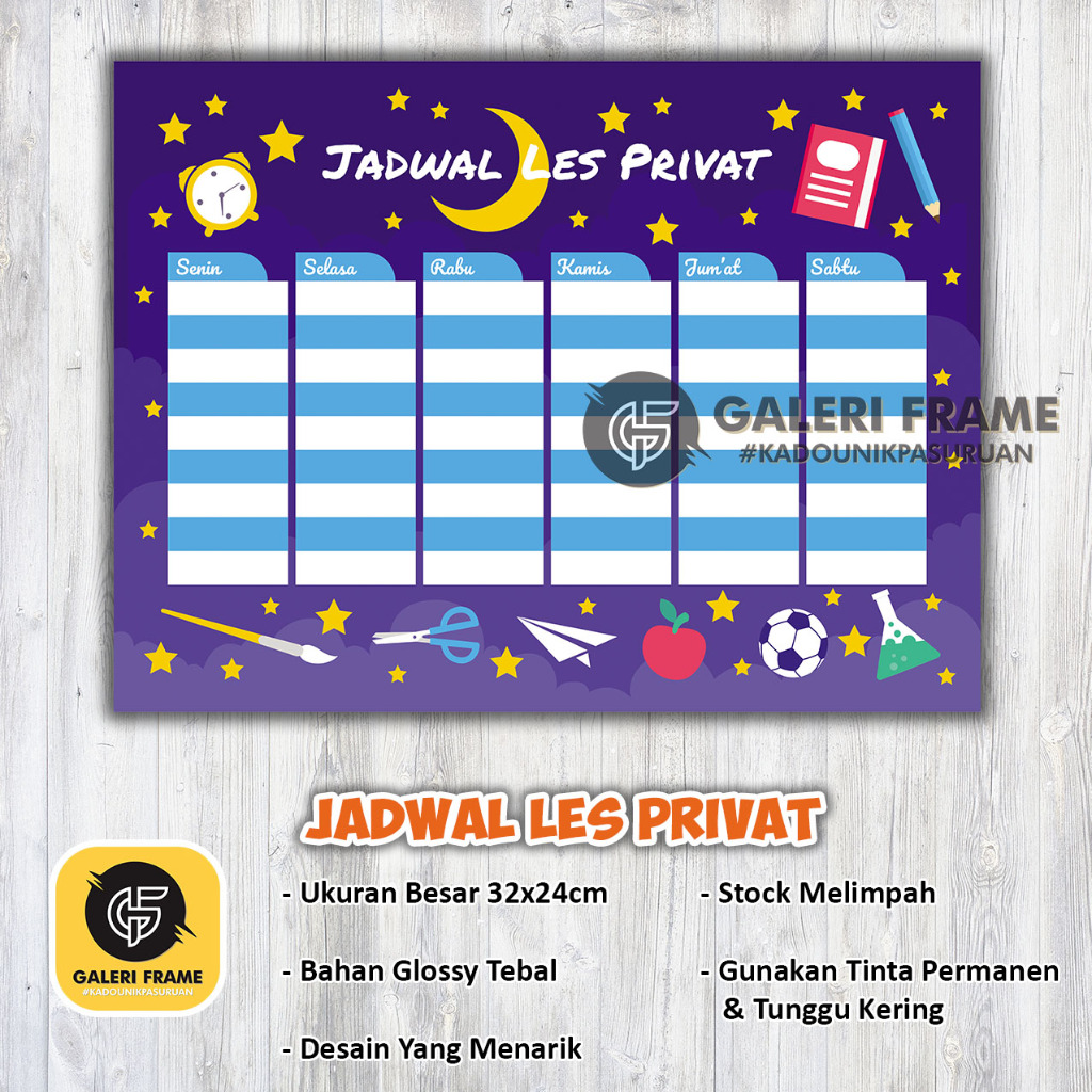 Jual POSTER JADWAL PELAJARAN, POSTER JADWAL PIKET SEKOLAH DAN POSTER JADWAL LES PRIVAT SI BUAH ...