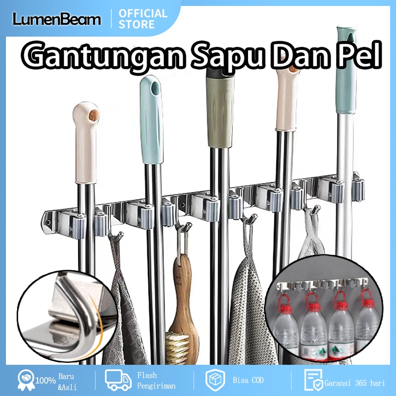 Jual Gantungan Sapu Pel Stainless Steel / Mop Holder Dengan Hook / Rak ...