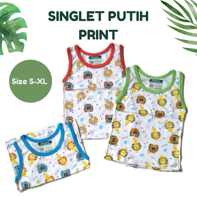 Jual SINGLET BAYI ANAK PUTIH PRINT RIDGES | Shopee Indonesia