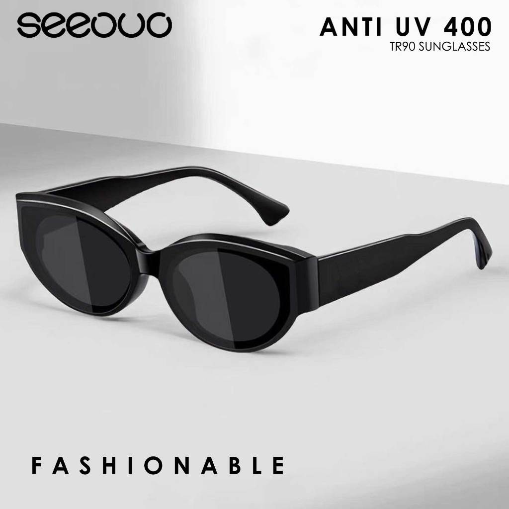 Jual Seeouo Kacamata Hitam Sunglasses Anti UV 400 Protection Lens Style Y2K Semi Cat Eye Bahan ...