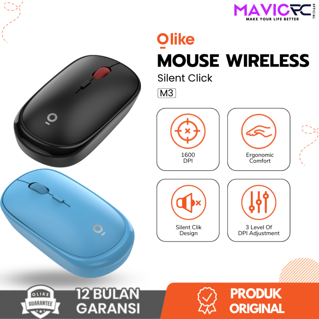 Jual OLIKE M3 Mouse Wireless Silent Click Mouse Optical 1600DPI ...