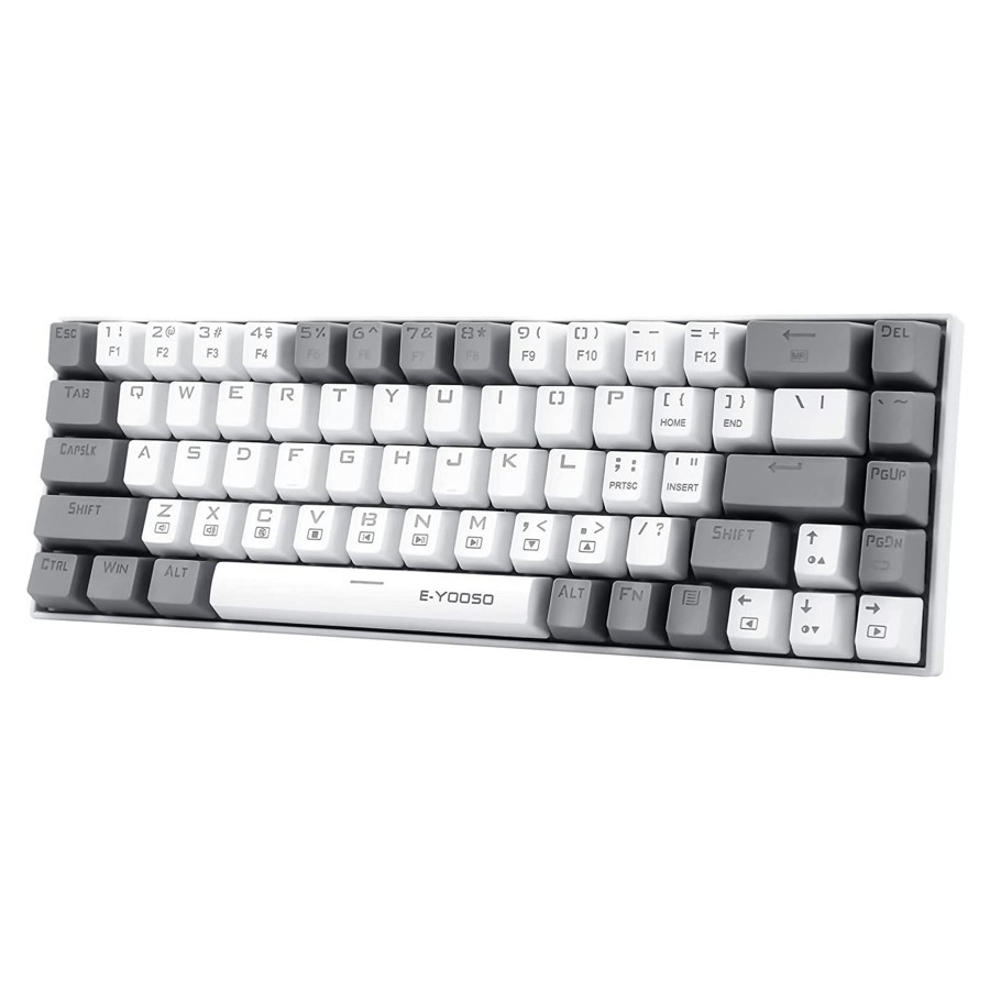 Jual E-YOOSO Z-686 MECHANICAL KEYBOARD 68 KEY White Grey Monochrome ...