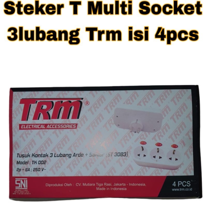 Jual Steker T Multi Socket 3lubang/4lubang merk Trm isi 4pcs | Shopee ...