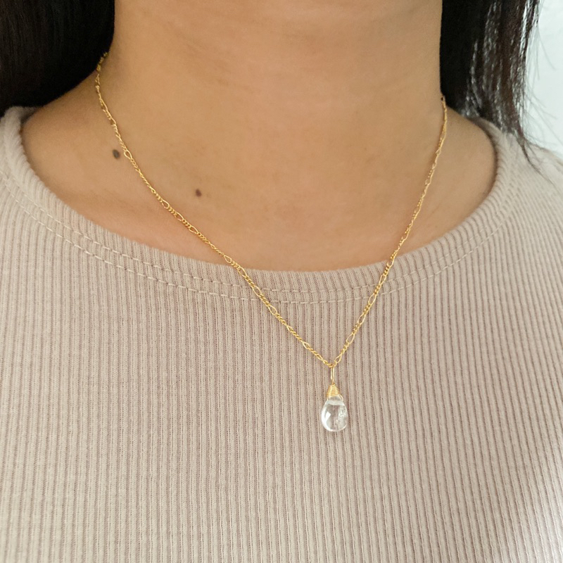 Jual Glossiethinc - Clear Quartz Teardrop Necklace S925/14k GF | Shopee Indonesia