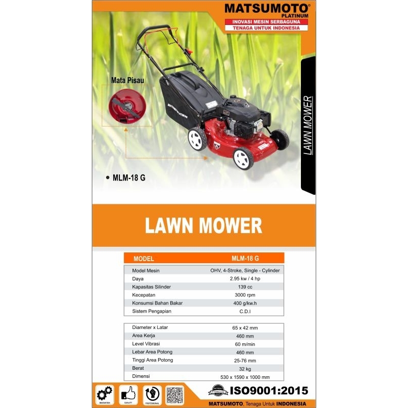 Jual MESIN POTONG RUMPUT DORONG LAWN MOWER MATSUMOTO MLM 18-G | Shopee ...