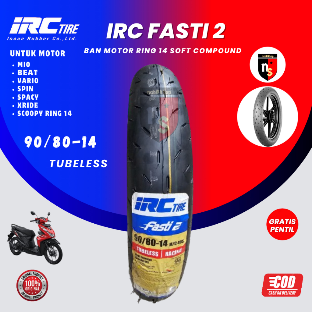 Jual Ban Tubeless IRC Fasti 2 90/80-14 Soft Compound Bonus Pentil ...