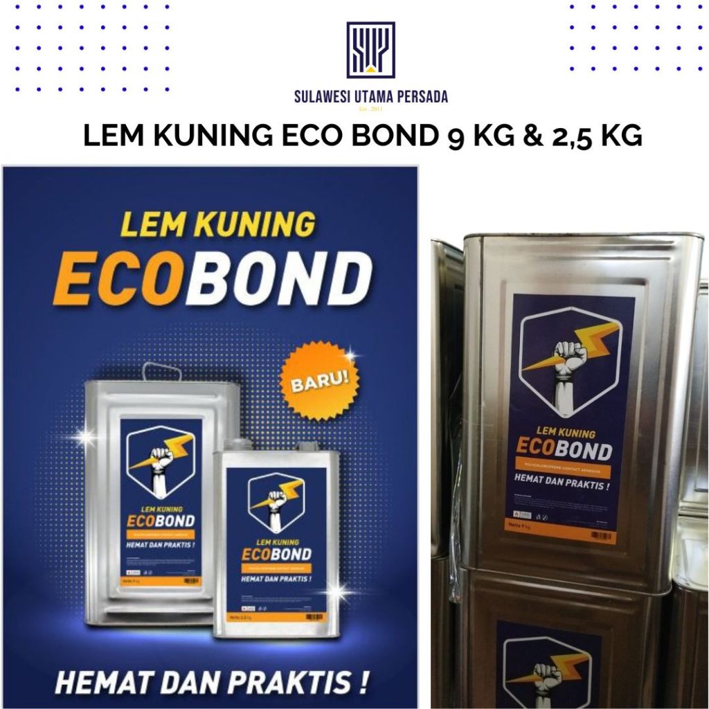Jual lem kuning ecobond 2,5 kg & 9 kg / lem serbaguna / lem kuning ...