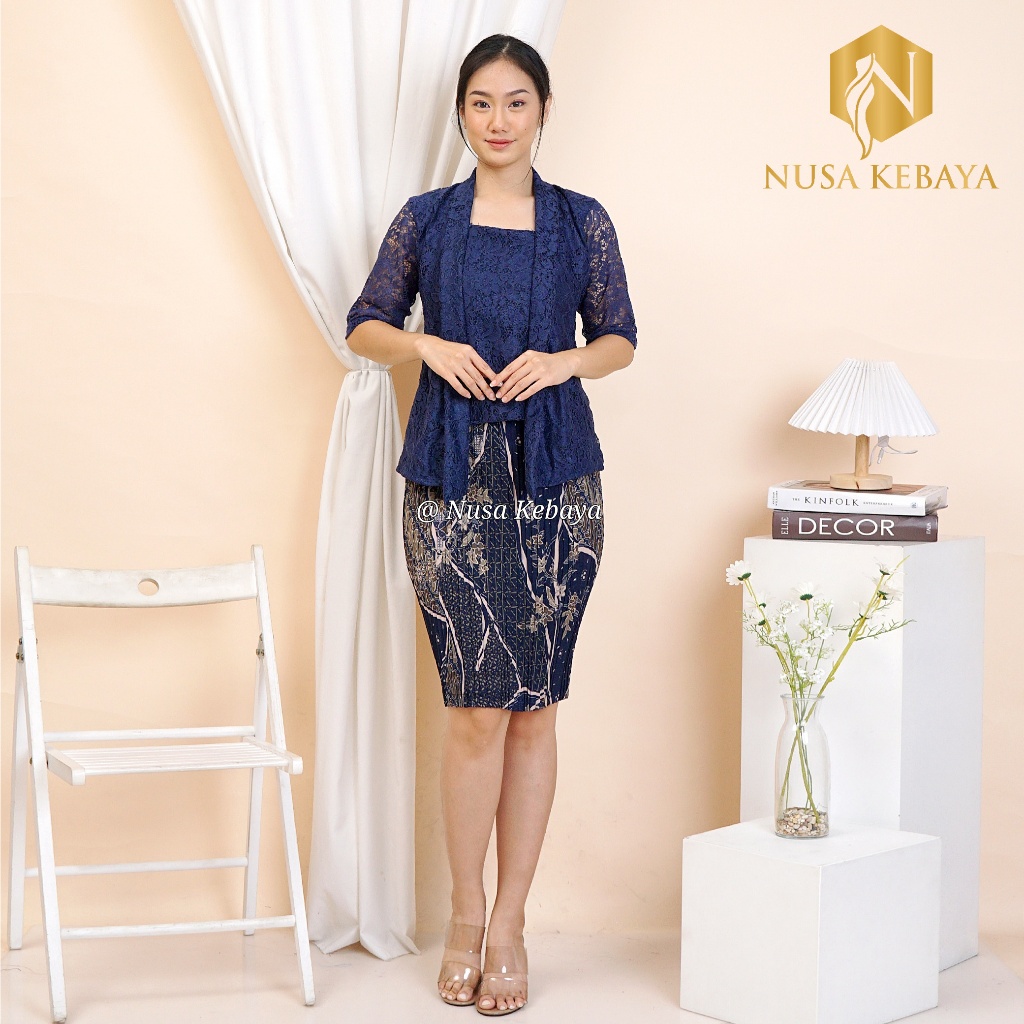 Jual Nusa_Kebaya Baju Kebaya Kutubaru Tangan Pendek Set Rok Plisket Pendek Motif Batik / Kebaya ...