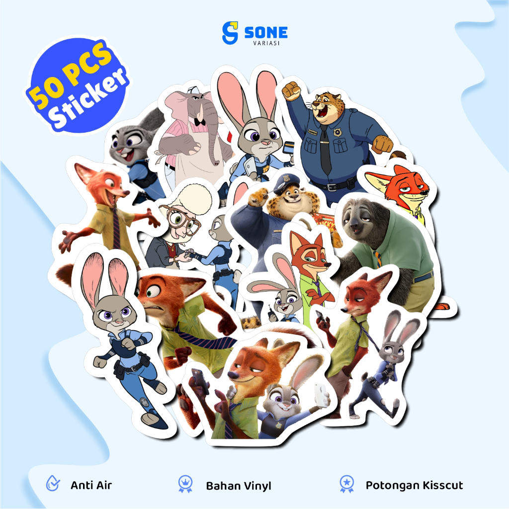Jual Stiker Anime Zootopia Paper Vinyl Waterproof Anti Air Dekorasi ...