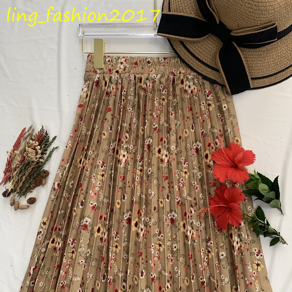 Jual ROK PLISKET WANITA KOREAN STYLE/ROK PLISKET PAYUNG MOTIF BUNGA ...