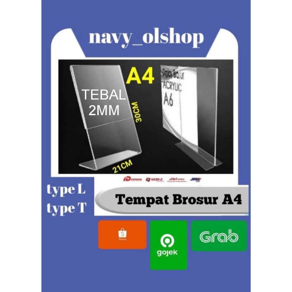 Jual Tempat brosur Akrilik A4 / Tent card Akrilik / Tent holder Akrilik ...