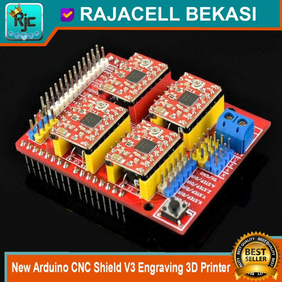 Jual New Arduino CNC Shield V3 Engraving 3D Printer + 4x A4988 Stepper ...
