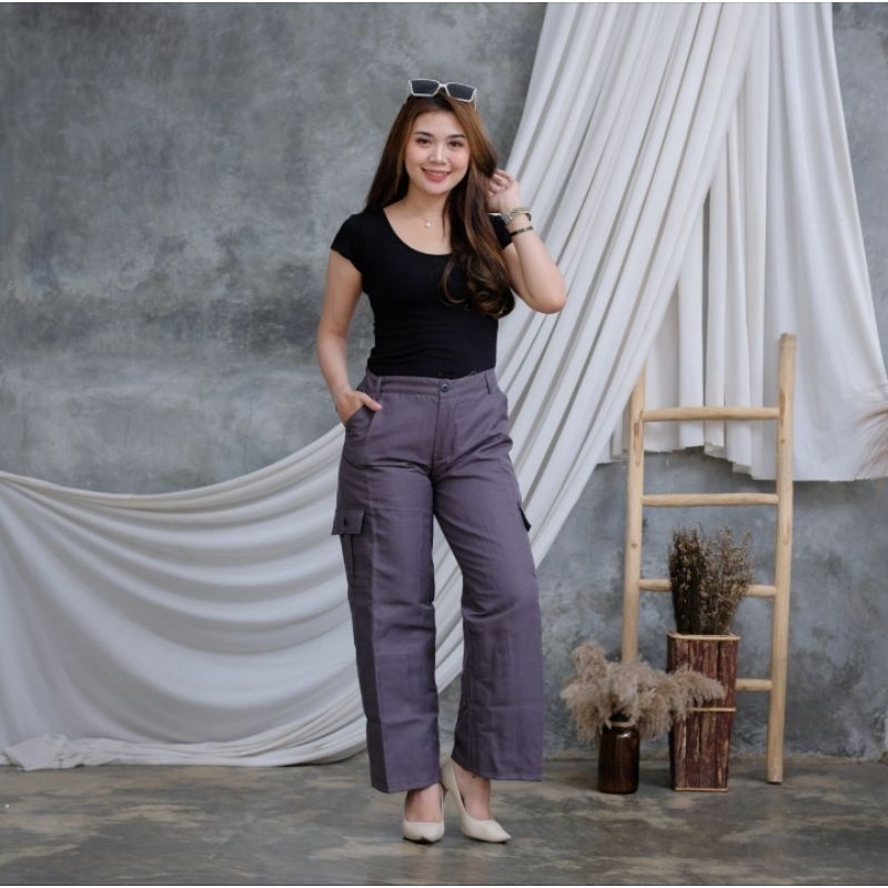 Jual Bella Cargo Pants - Highwaist Loose Cargo - Celana Cargo Wanita - Cargo Polos | Shopee ...