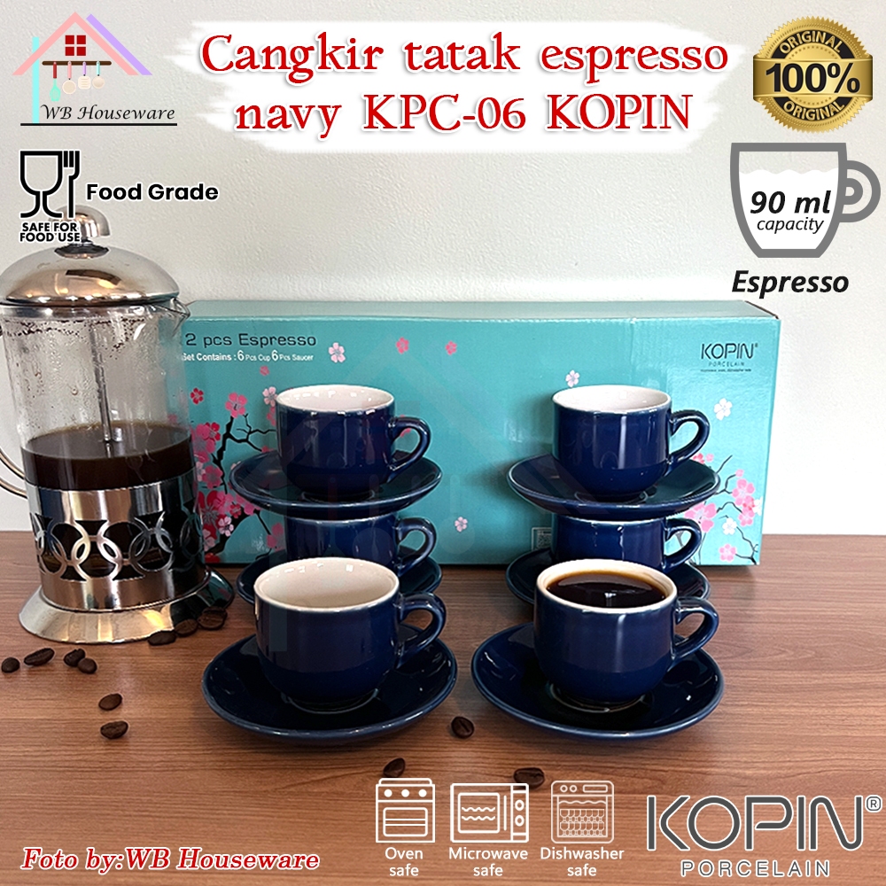 Jual gelas kopi 6 Pasang Cangkir Set warna Keramik Espresso KOPIN / Cangkir Kopi Mini 90ml navy ...