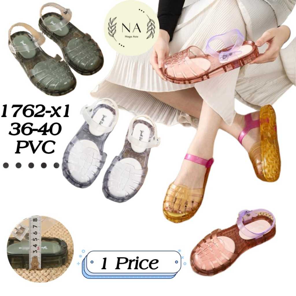 Jual Sepatu Sandal Jelly wanita Gladiator transparan 1762-X1 Sandal ...