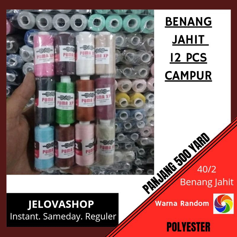 Jual Benang jahit 12 pcs/MIX WARNA ASLI 500 yard | Shopee Indonesia