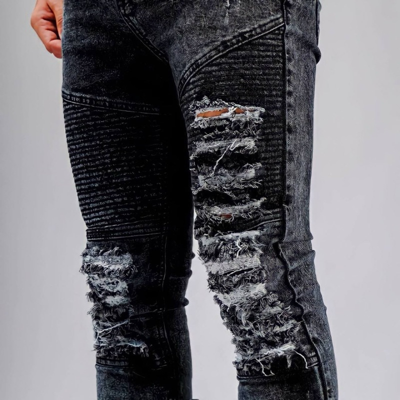 Jual Celana Bikers Riders Polos Panjang Snow Black Jeans Biker Sobek ...